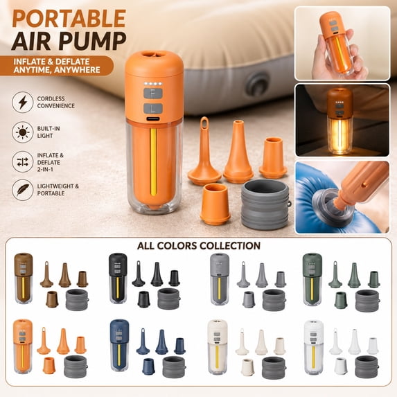 Portable Tire Pump, Portable Inflator Air Pump, Rechargeable Air Pump ...