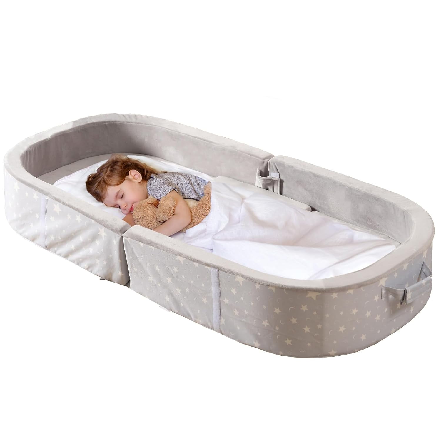 Portable Toddler Floor Bed - Waterproof Folding Travel Crib with ...