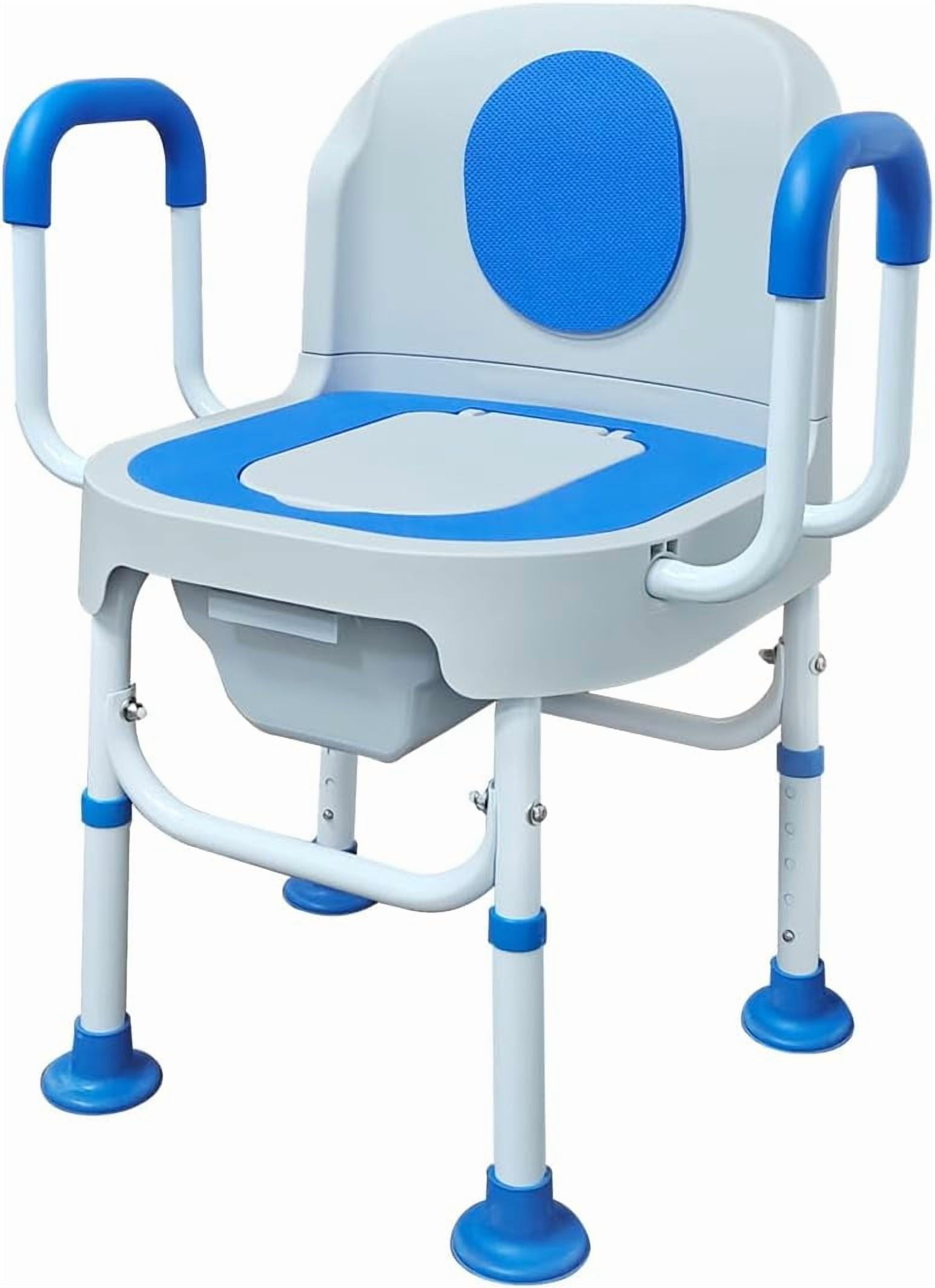 Portable Toilet Chair for Elderly Adjustable Bedside Commode with ...
