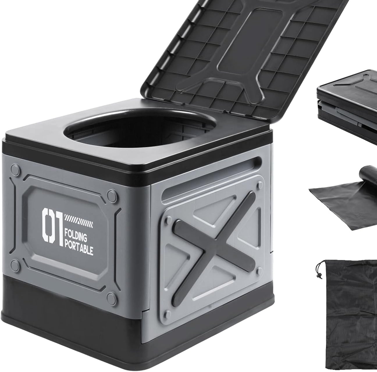 Portable Toilet, Collapsible Travel Toilet for Camping, Car, Boat ...