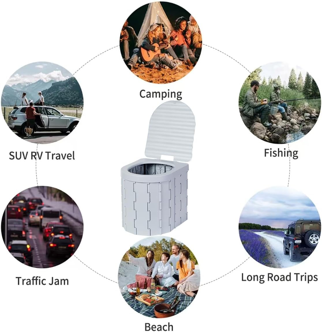 Portable Toilet Kit, Camping Toilet with Pop-Up Privacy Tent Toilet ...