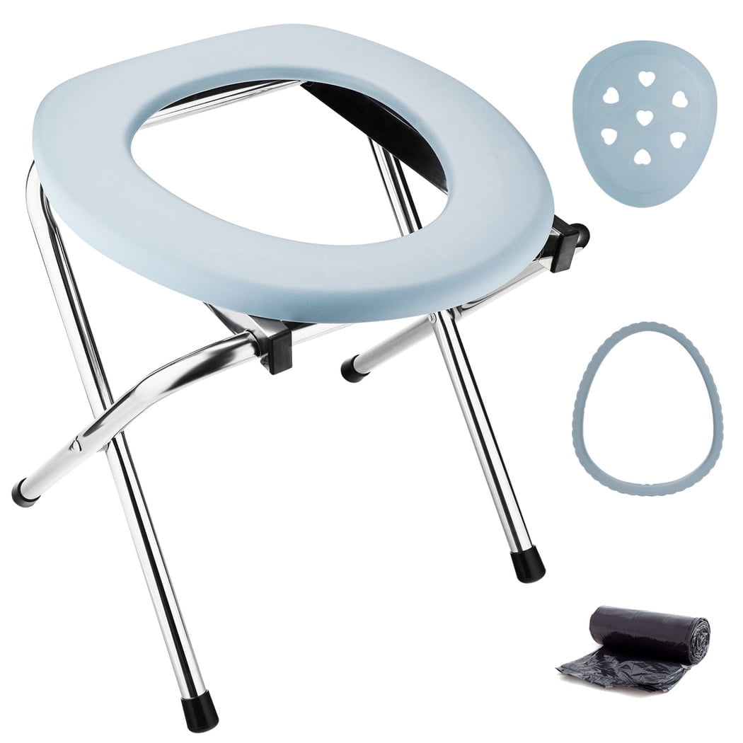 Portable Toilet Seat, Collapsible Commode with Waste Bags, Compact ...