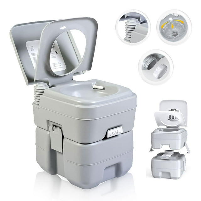 Portable 5 Gallon Camping Toilet with Detachable Tanks, Outdoor Travel ...