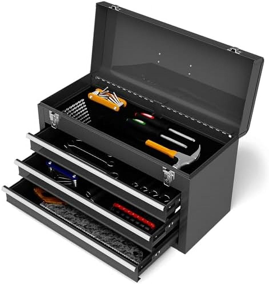 Portable Tool Box, 20.5’’ Lockable Steel Tool Chest Cabinet w ...