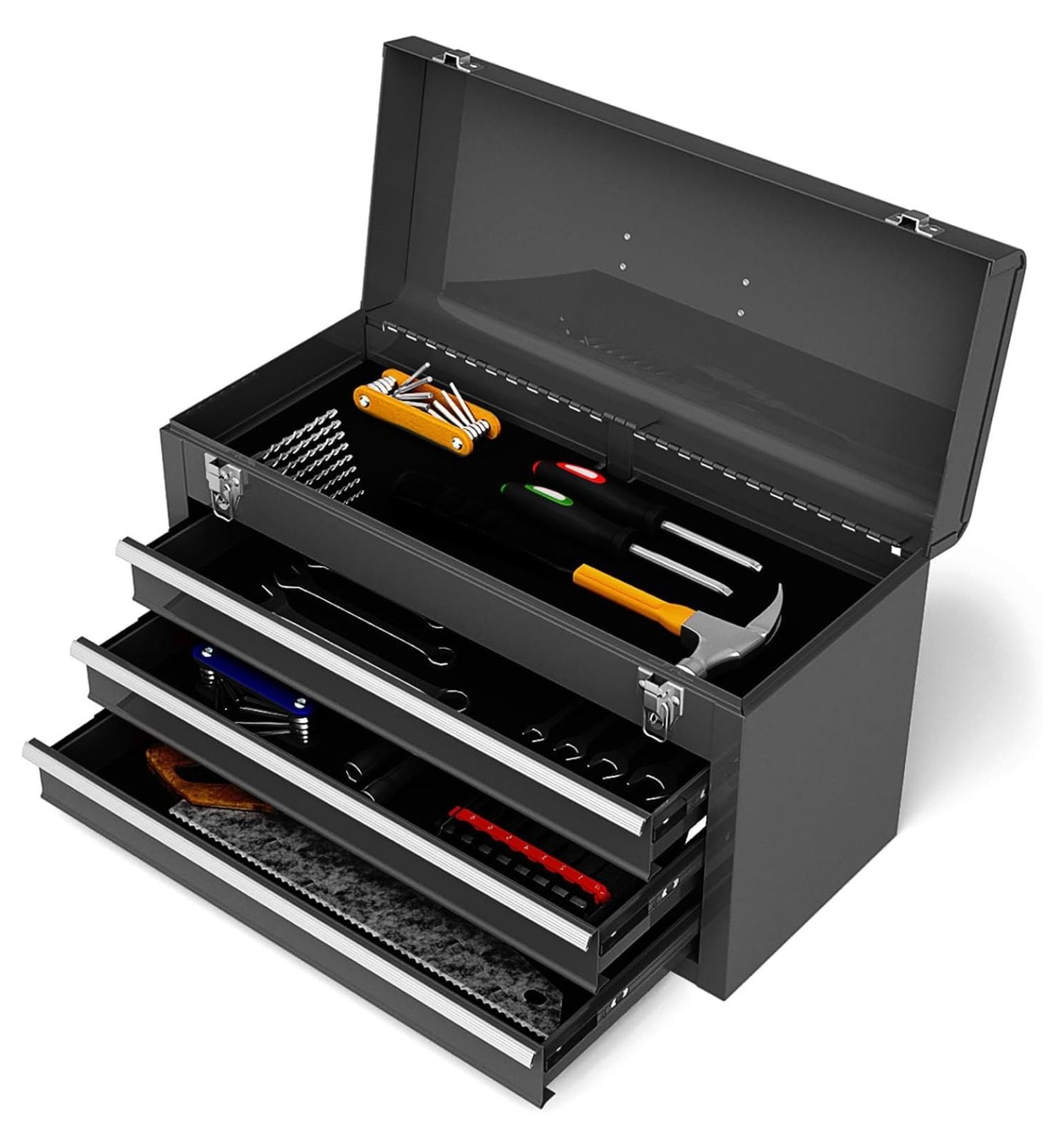 Portable Tool Box, 20.5’’ Lockable Steel Tool Chest Cabinet w ...