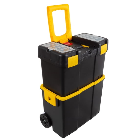 Stalwart Heavy Duty Plastic Rolling Toolbox - Stackable 2-in-1 Tool ...