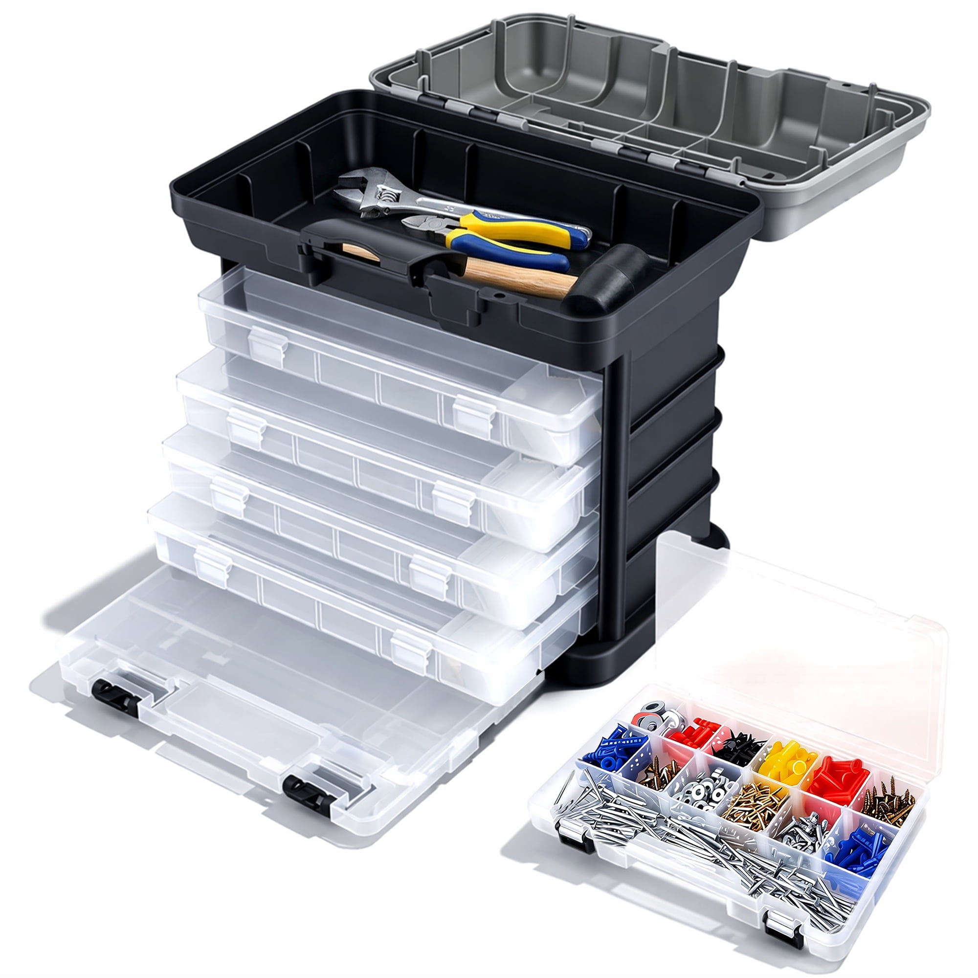 Plastic Tool Box, Small Portable Hardware Tool Organizer, Small Parts ...