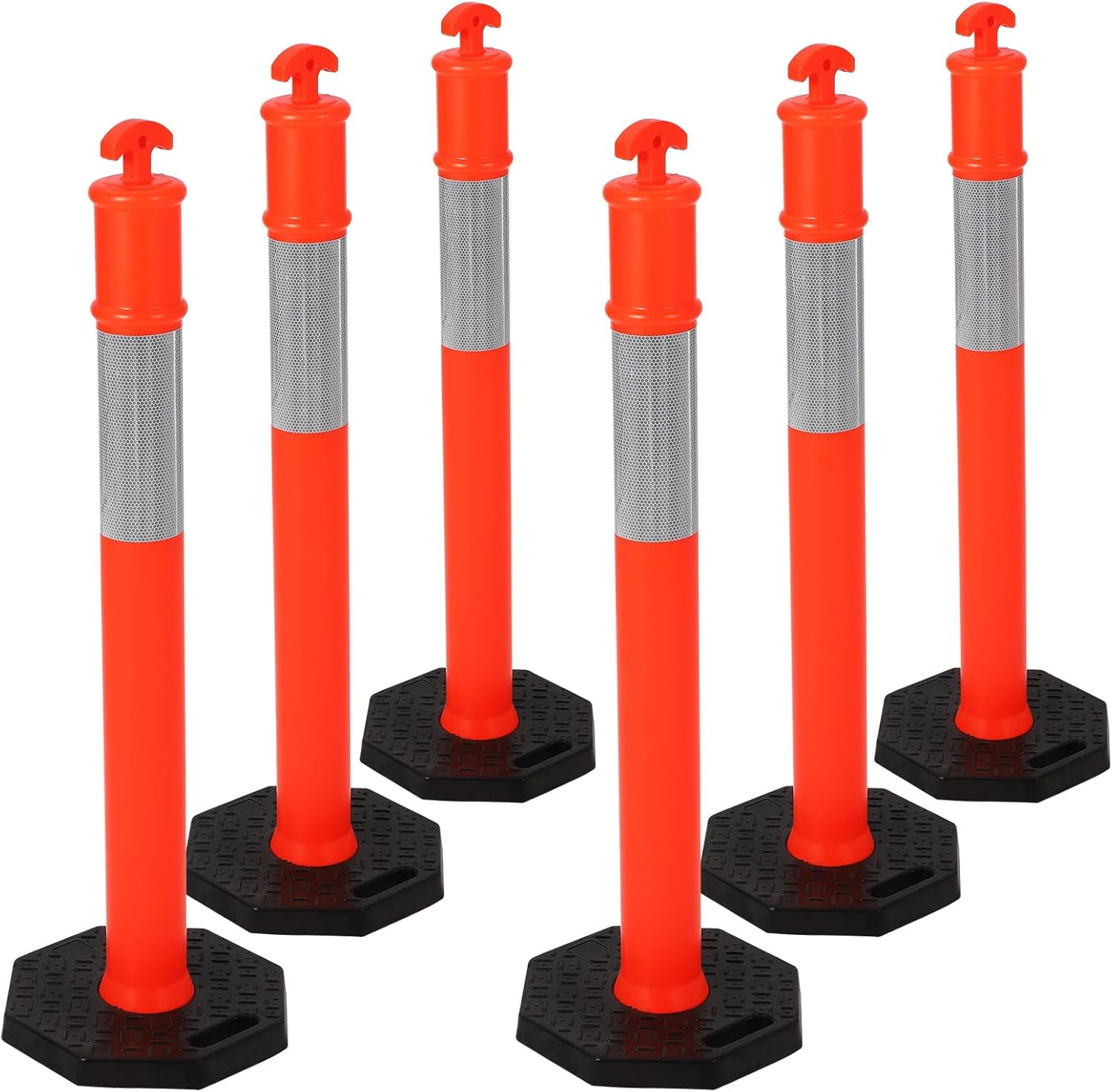Portable Traffic Delineator Posts (6-Pack) — 45" Orange with Reflective ...