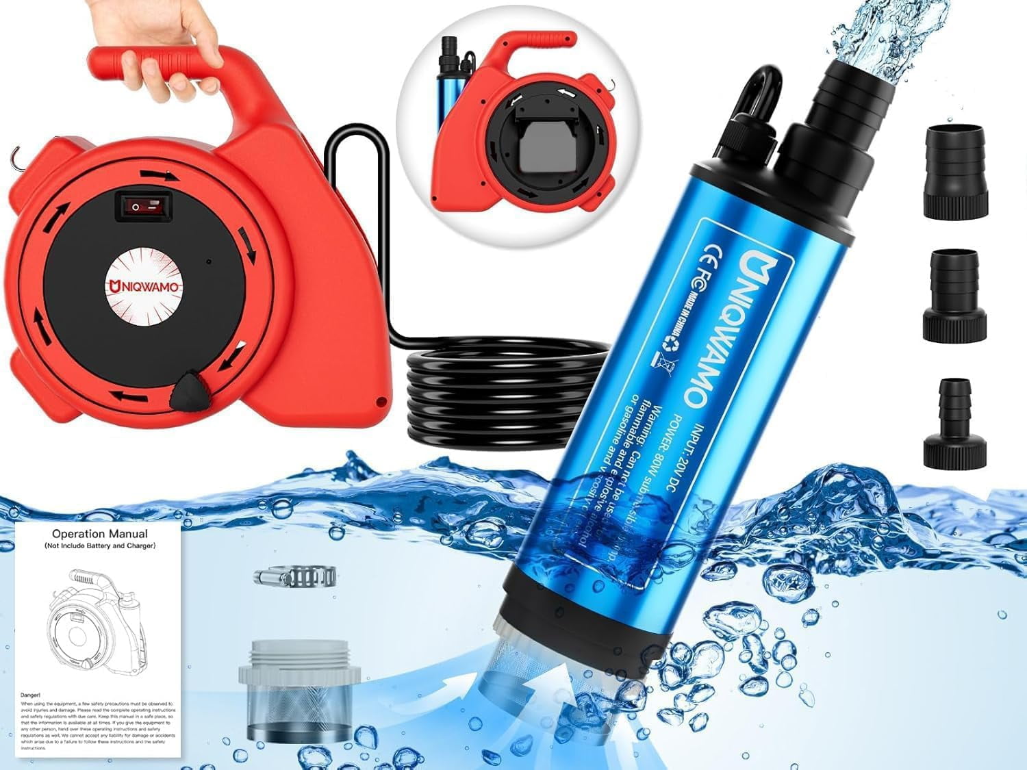 Portable Transfer Pump Compatible For Milwaukee 18V Battery, 635GPH ...