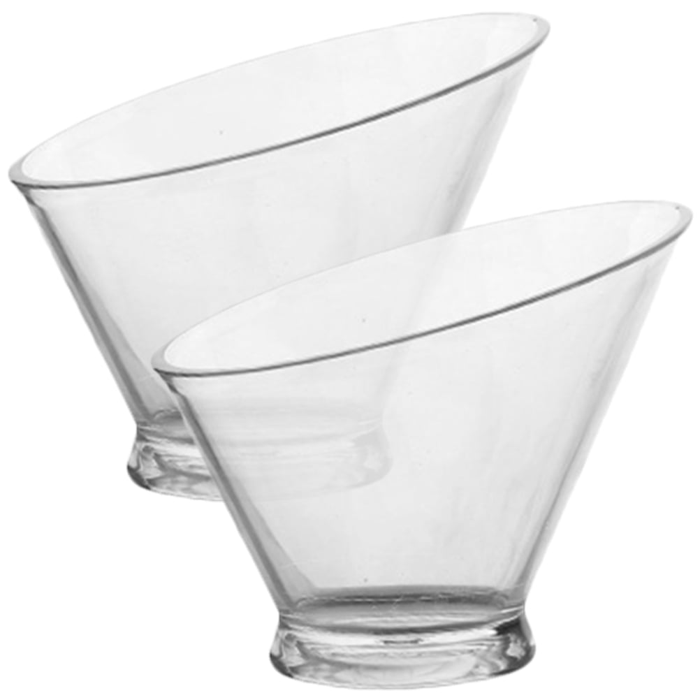 Portable Transparent Slanted Ice Cream Bowl 2 Pcs Salad Serving Dessert ...
