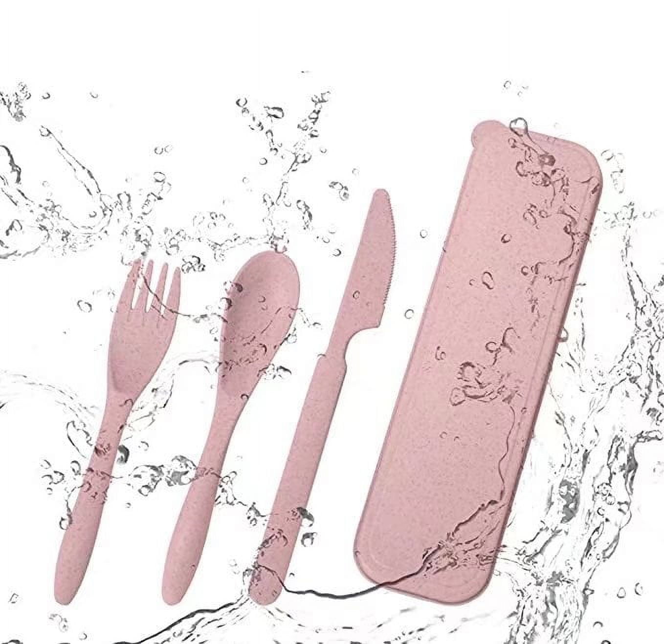 Portable Travel Cutlery Set, Reusable Flatware Set, Wheat Straw ...