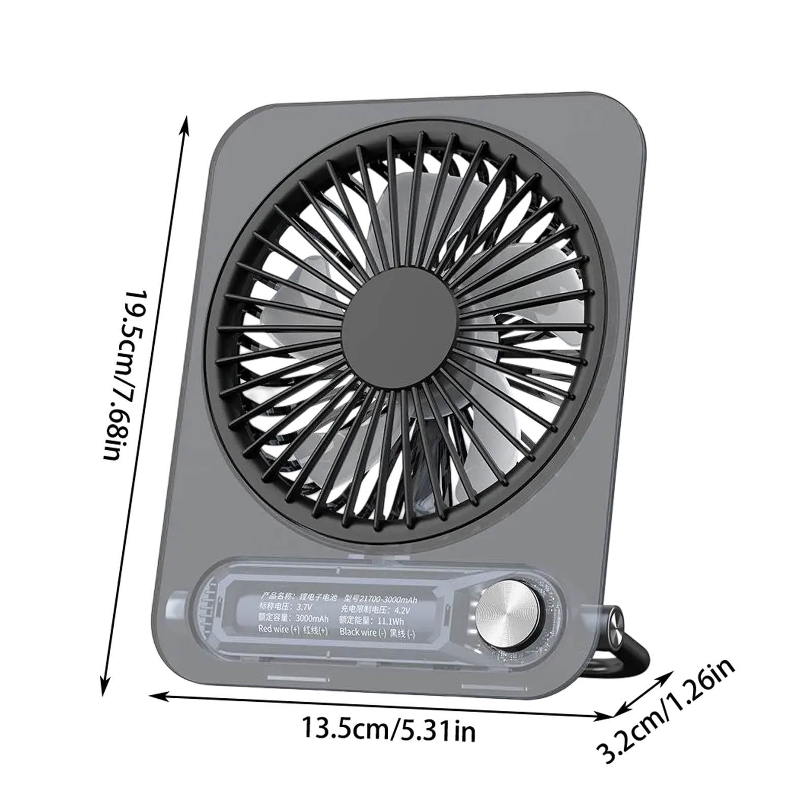 Portable Travel Fan, Rechargeable USB Fan, 3-Speed Control, Digital ...