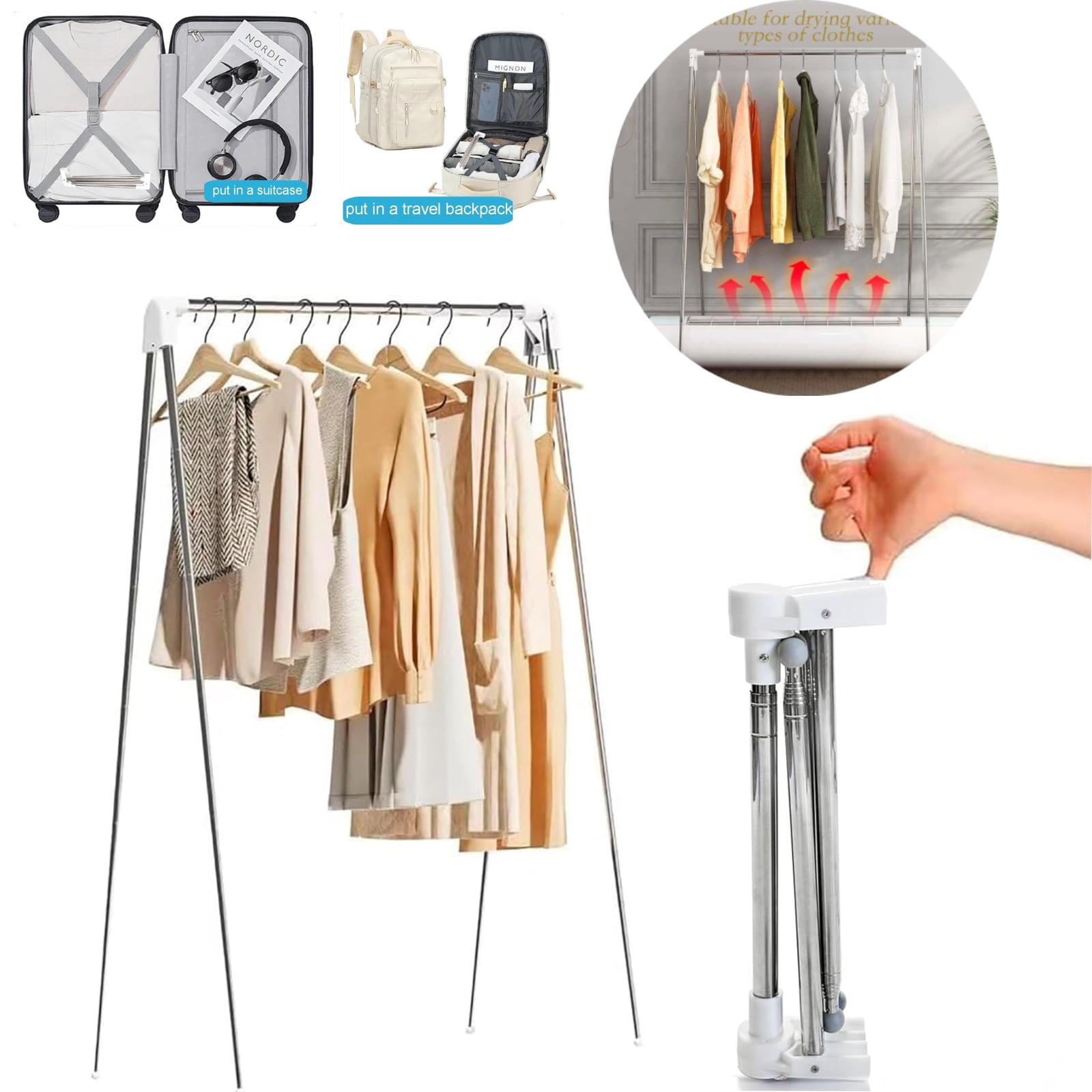 Walmart Portable Travel Foldable Hanger, Adjustable Laundry Stand, Mini ...
