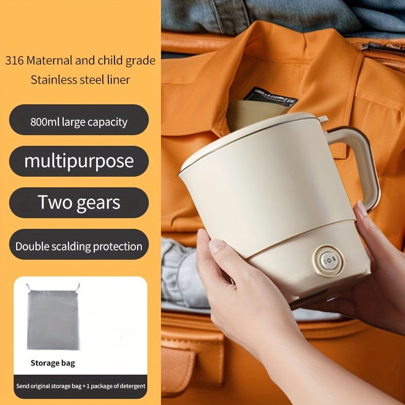Portable Travel Kettle, Collapsible Electric Hot Pot, Mini Heating Cup ...
