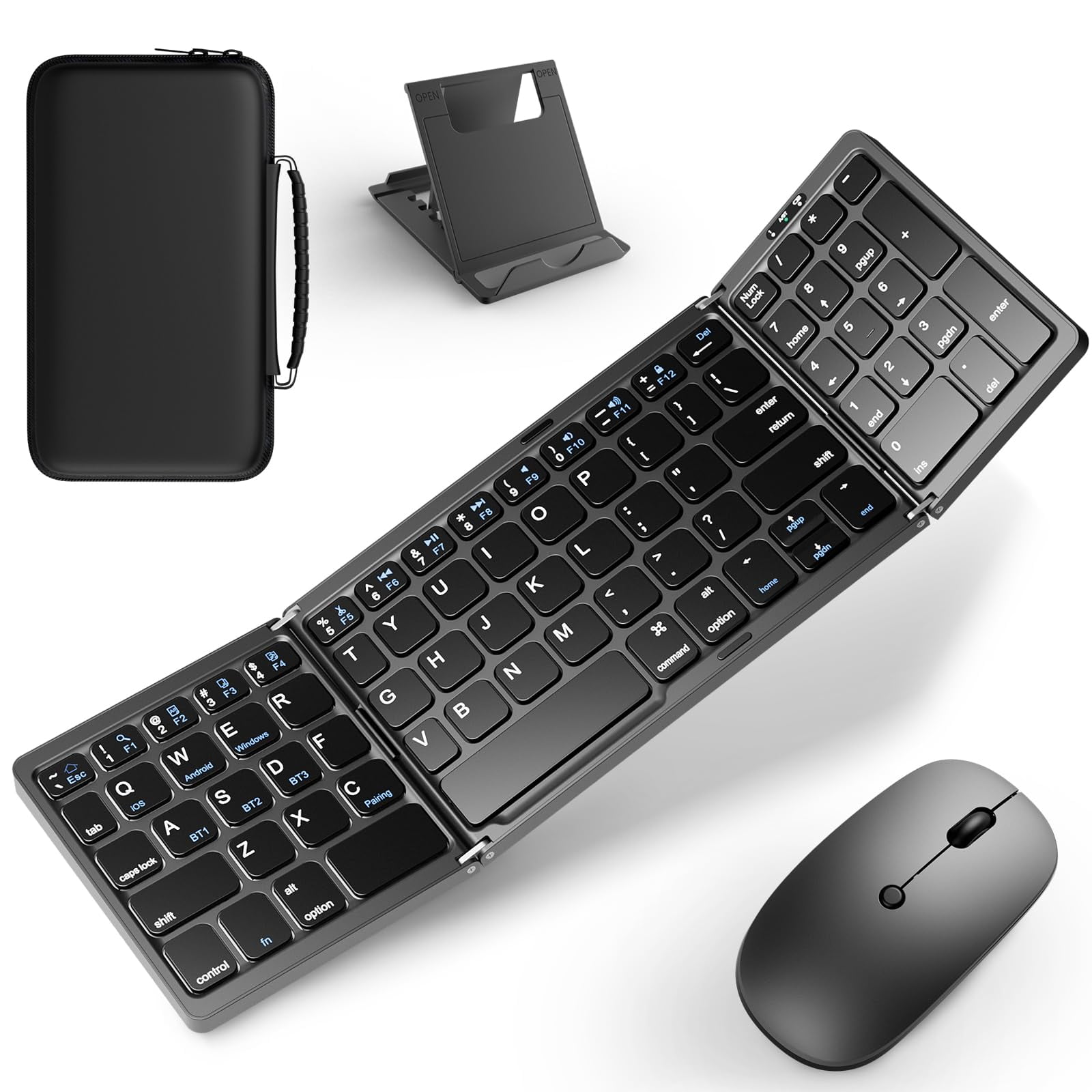 Portable Travel Keyboard and Mouse Combo, Folding Bluetooth Keyboard ...