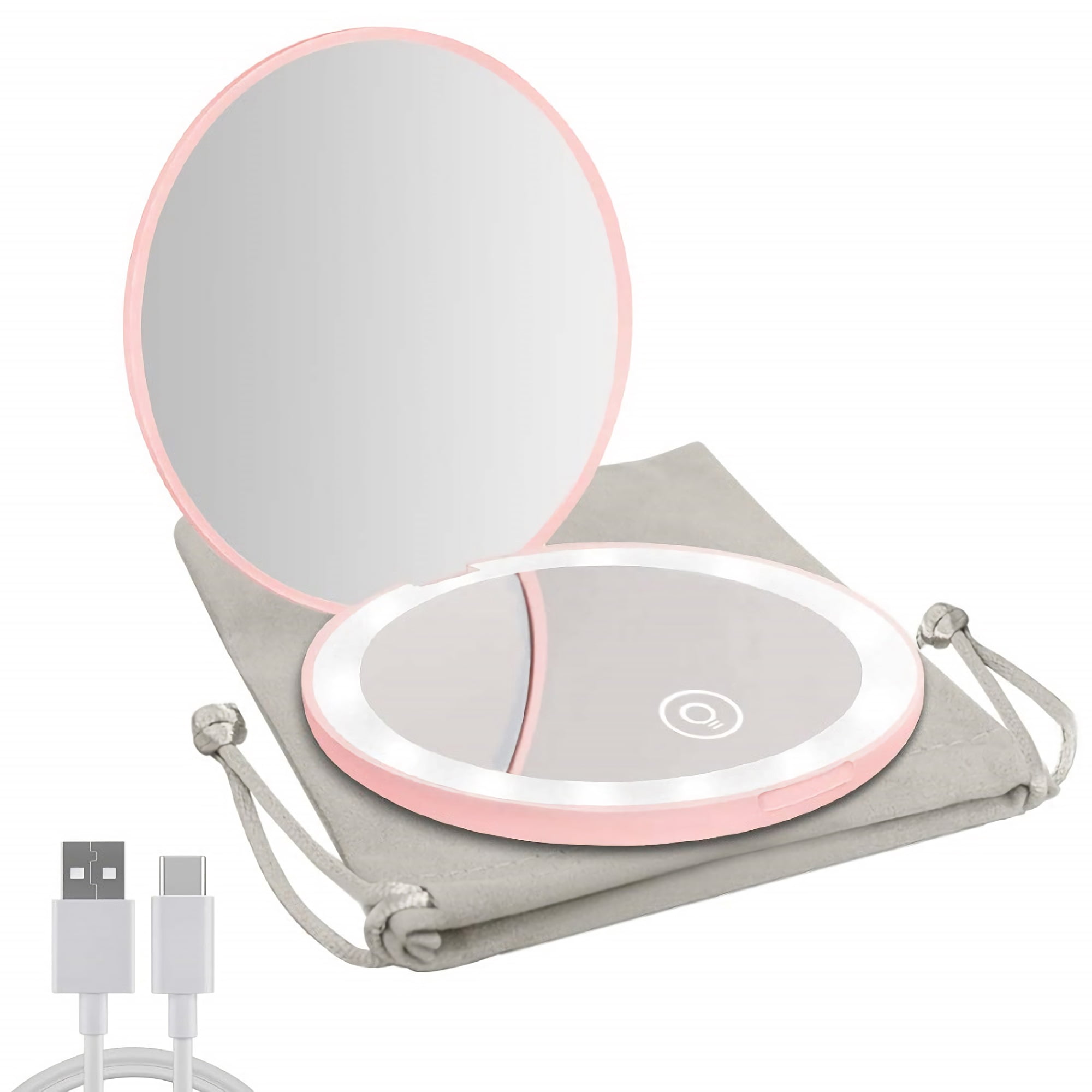 Portable Travel Mirror with LED Light,1x/10x Magnification Compact ...