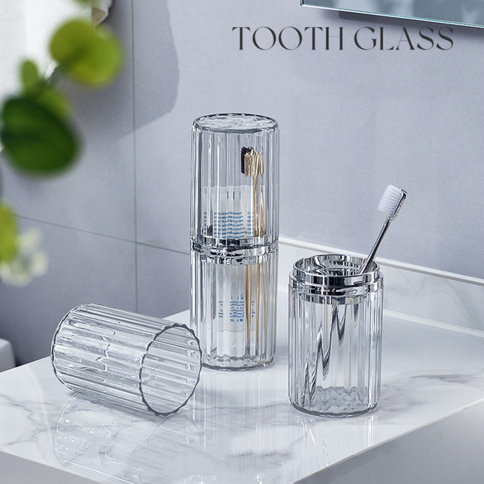 Portable Travel Mouthwash Cup Double Set | Split Design Toothbrush Cup ...