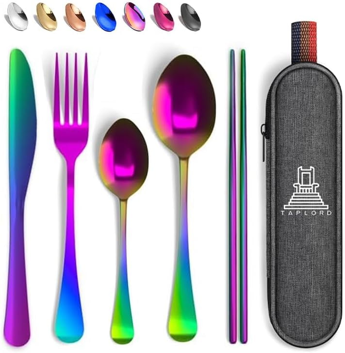 Portable Travel Silverware Set With Case, Includes 5 count of Travel ...