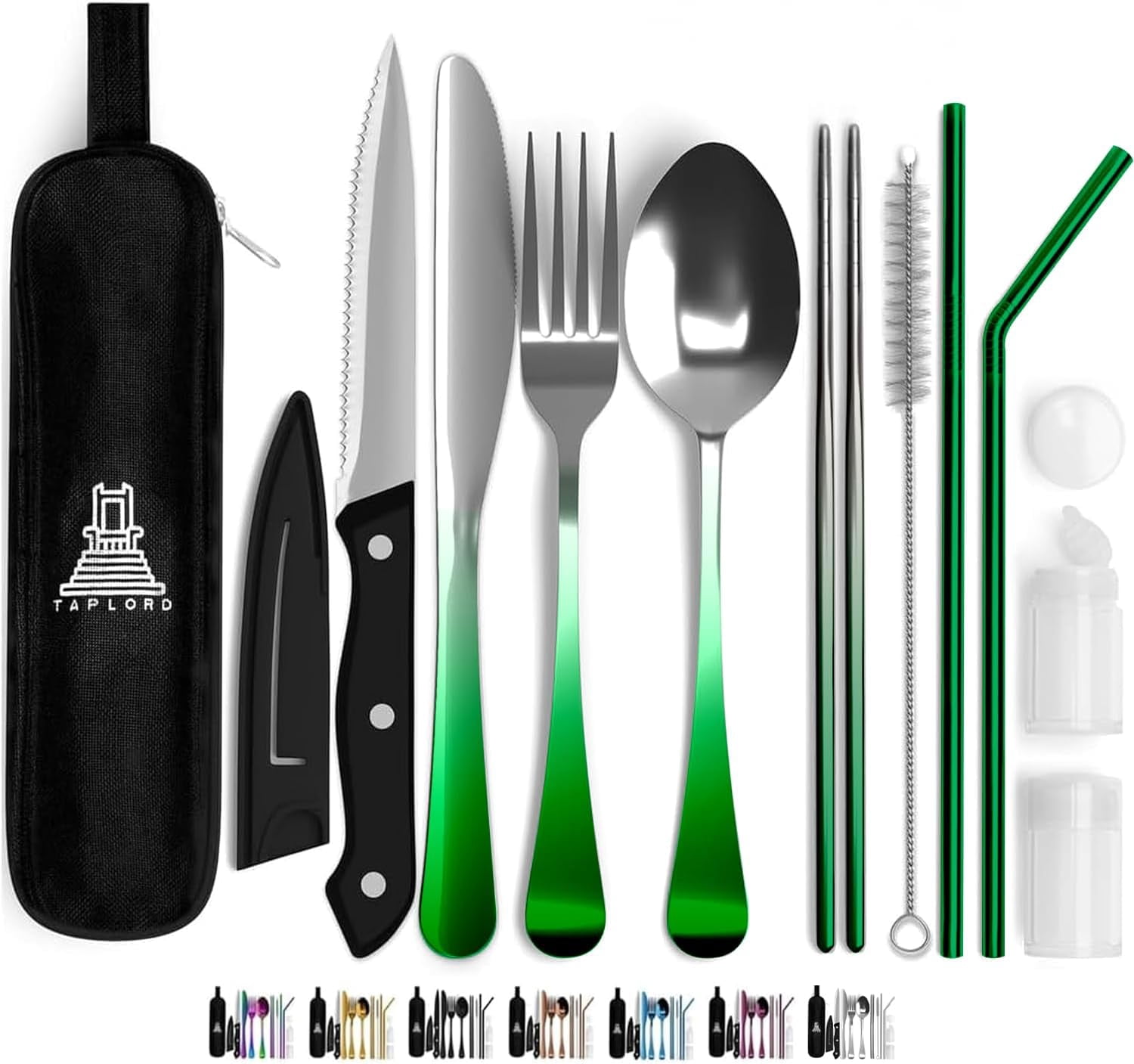 Portable Travel Silverware Set With Case - Includes 10 count of ...
