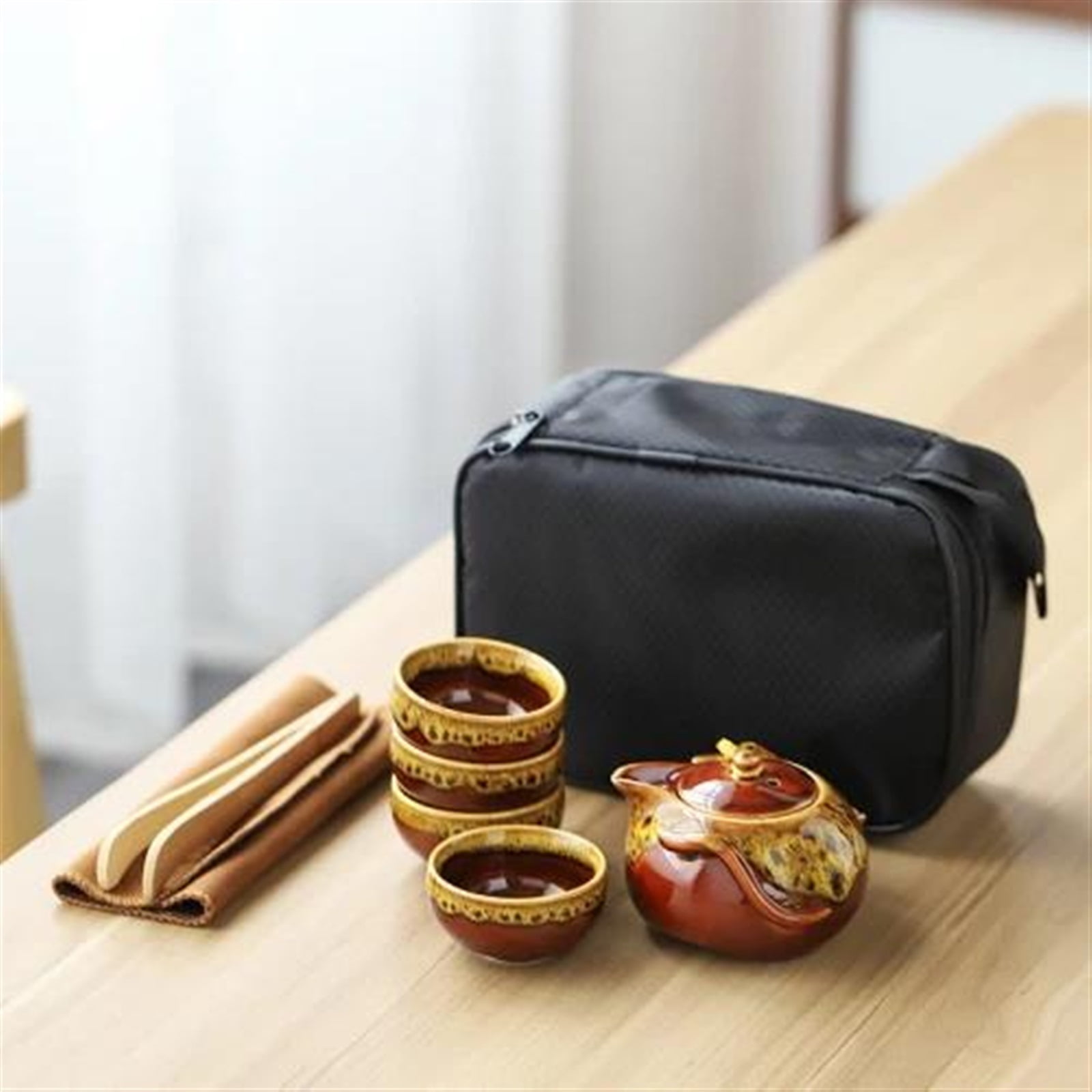 Portable Travel Tea Set Kung Fu Tea Set Teapot 1 Pot 4 Cup Tea Set ...
