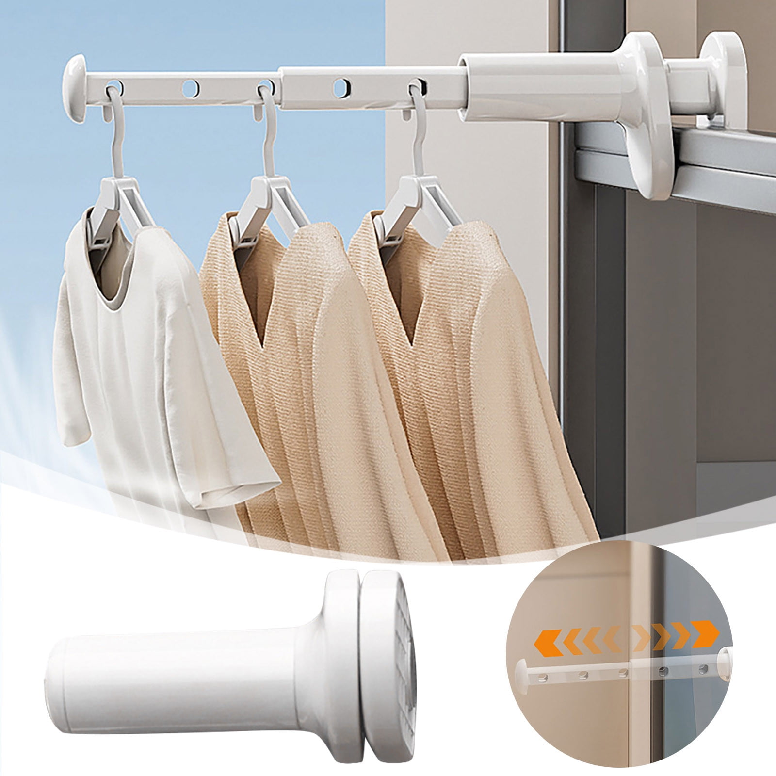 Portable Travel Telescopic Clothes Rack No Drilling Required Easy to ...