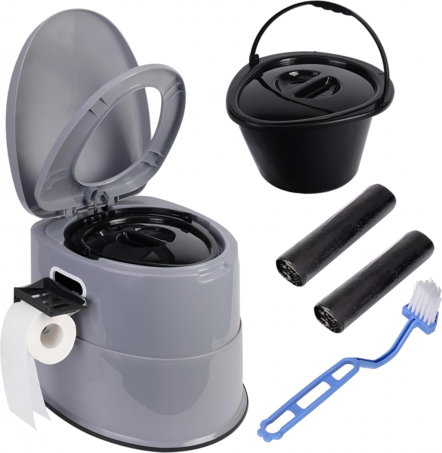 Portable Travel Toilet, with Detachable Inner Bucket and Toilet Paper ...