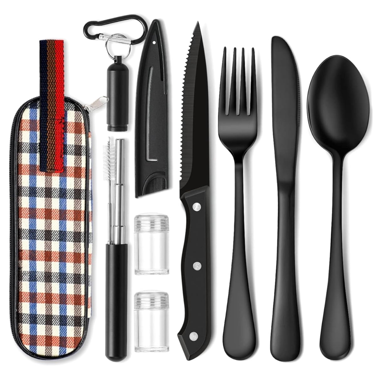 Portable Travel Utensils Set, Travel Camping Cutlery Set, Reusable ...