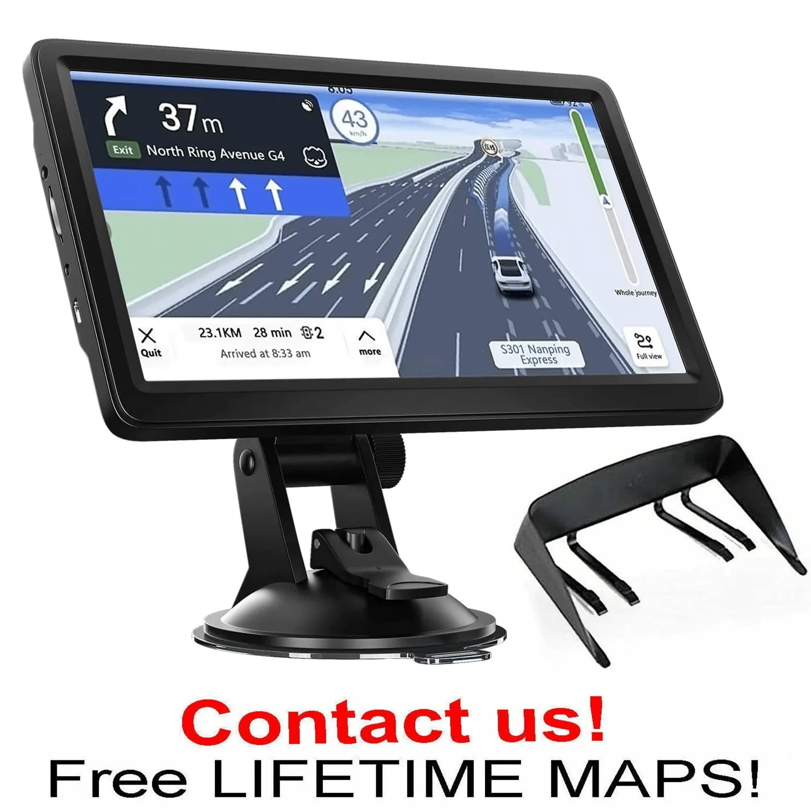 Portable Truck GPS Navigator (7-Inch GPS + Sunshade) High-Resolution ...