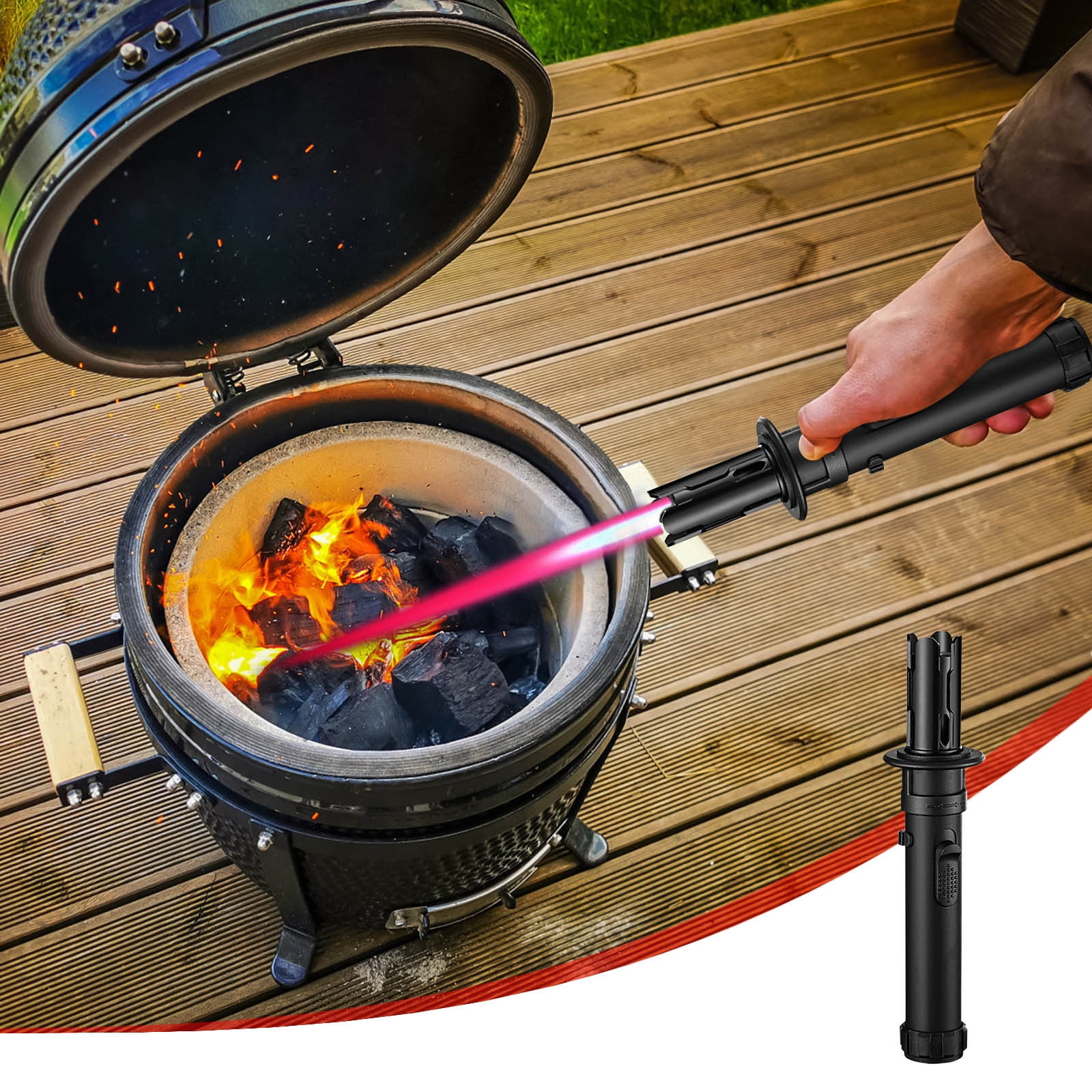 Portable Turbine Jet Bright Fire Lighter, Windproof Straight Torch Blue ...