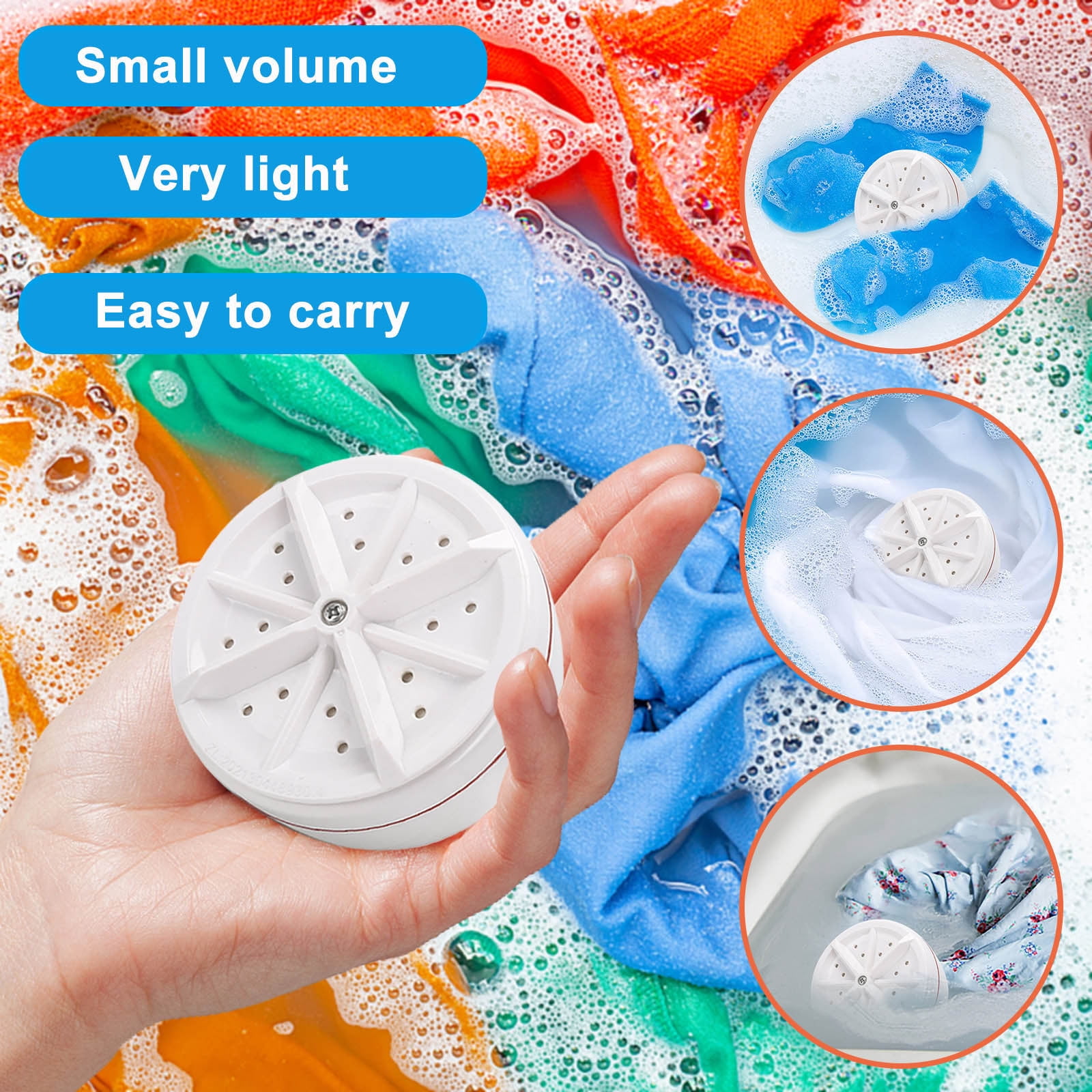 Portable Turbo Spinning Washer - Ultrasonic Mini Foldable Washing ...