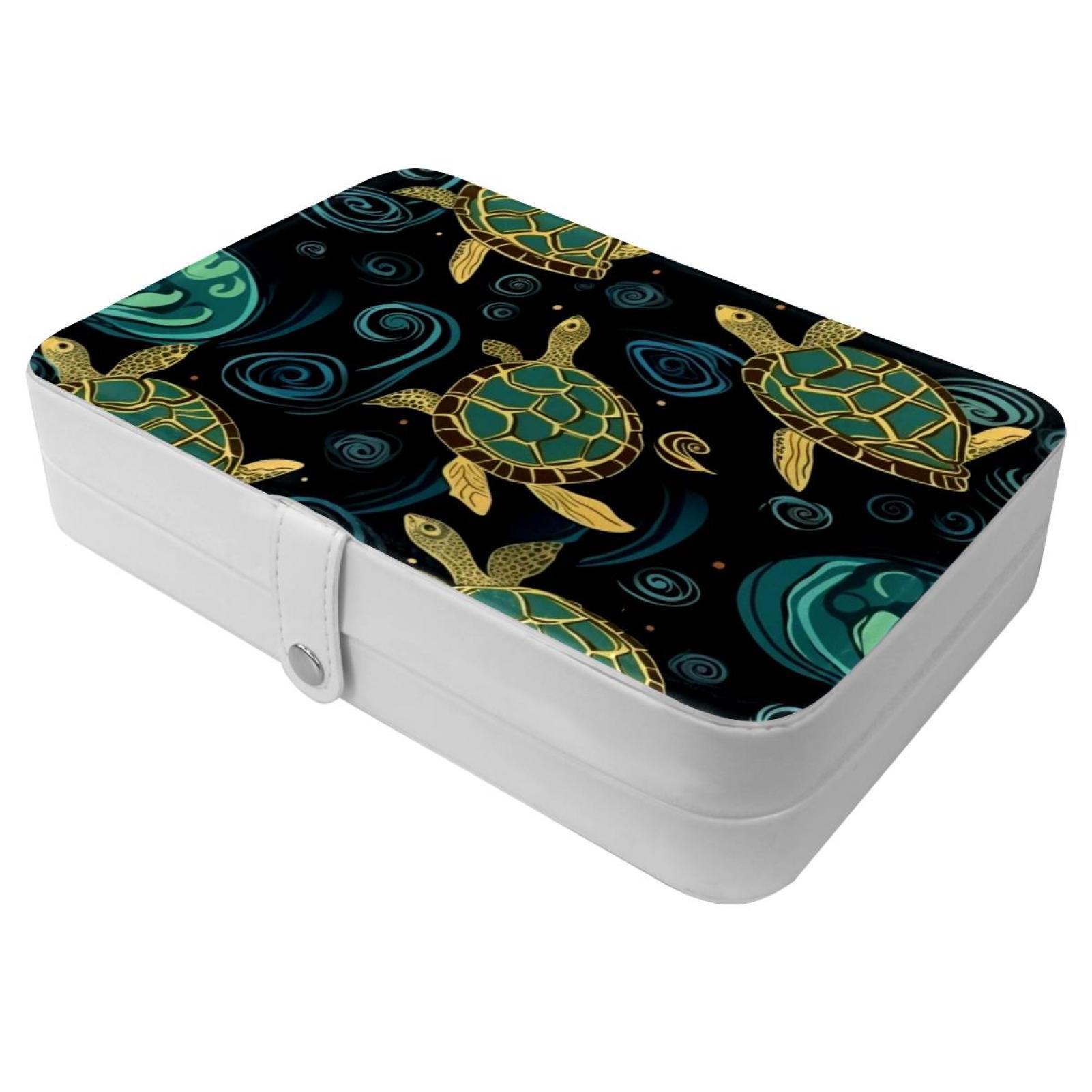 Portable Turtles in the Water Travel Jewelry Box, A Large Organizer ...
