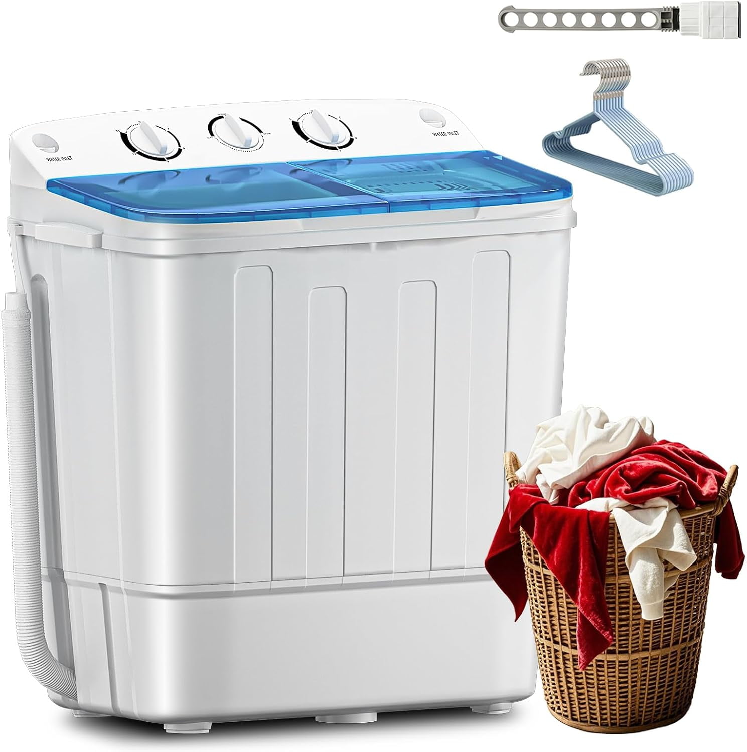 Portable Twin Tub 18lbs Washing Machine with Drying Rack, 11lbs Washer ...