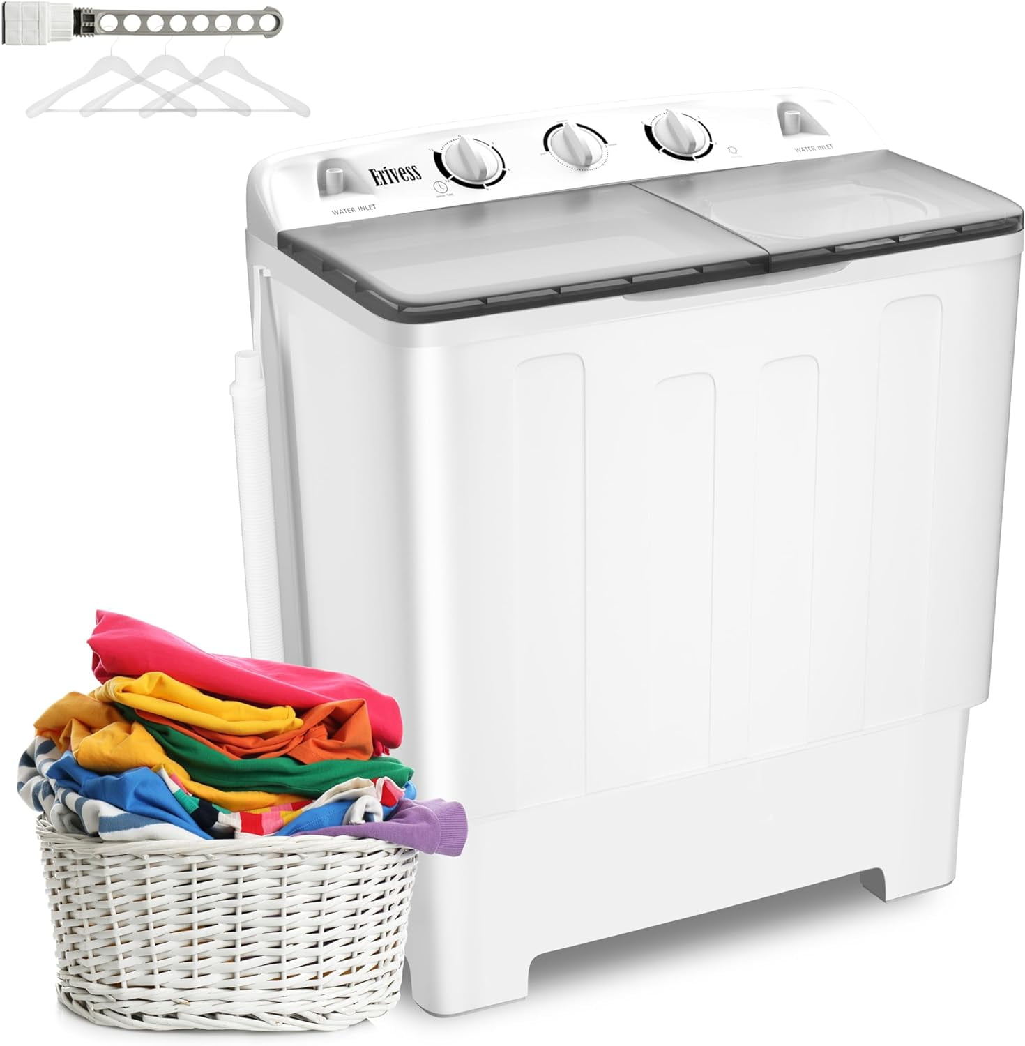 Portable Twin Tub Washing Machine with Drying Rack, Mini Compact ...