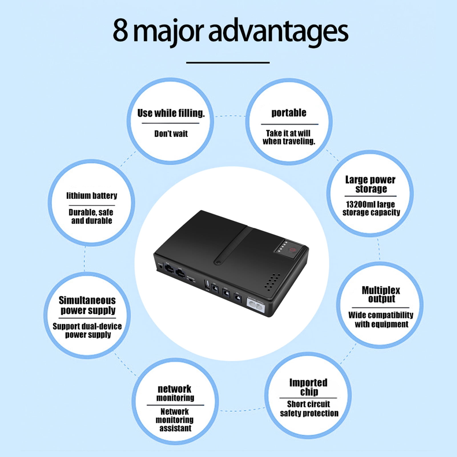 Portable UPS Battery Backup, 36W, 10400mAh, Fireproof, 6,Outlet Power ...