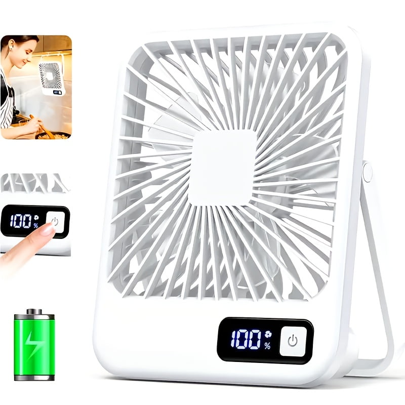 Portable USB Desk Fan | 3000mAh Battery | Ultra-Quiet 5-Speed | 180 ...