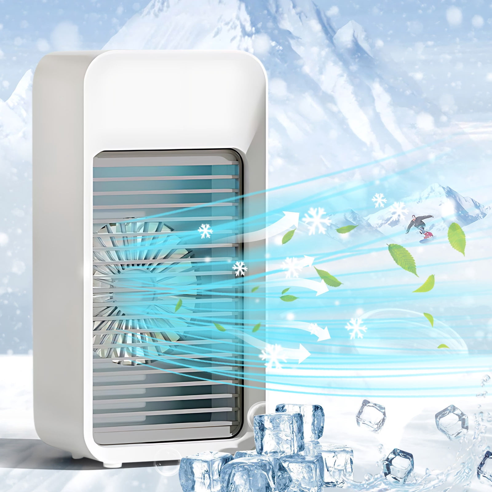 Portable USB Desktop Air Cooler Fan with Spray & LED Light, 3 Speed ...