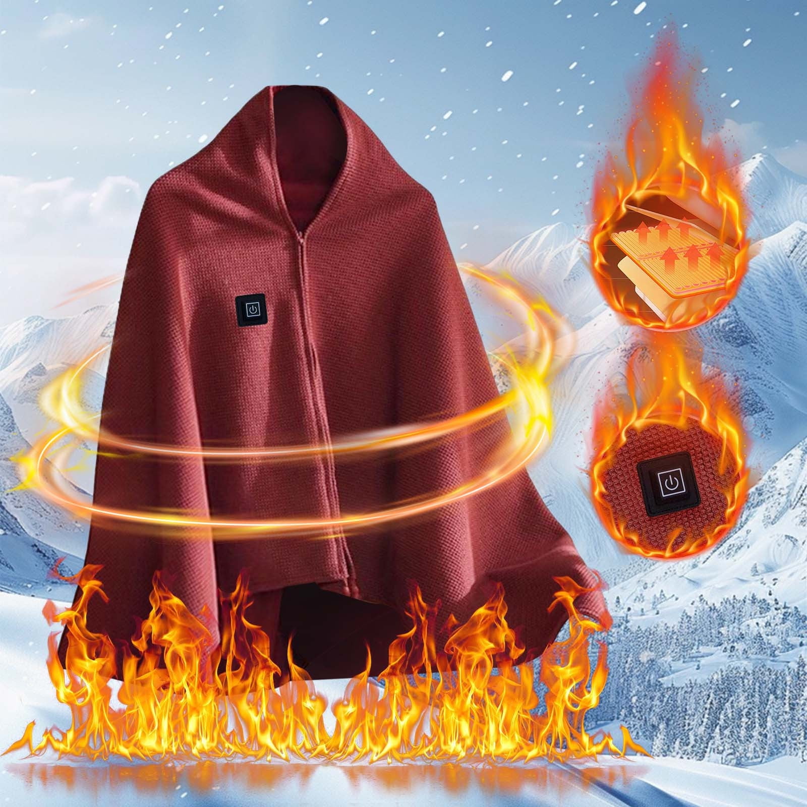 Portable USB Electric Heated Shawl Wraps for Women Men Heated Blanket ...