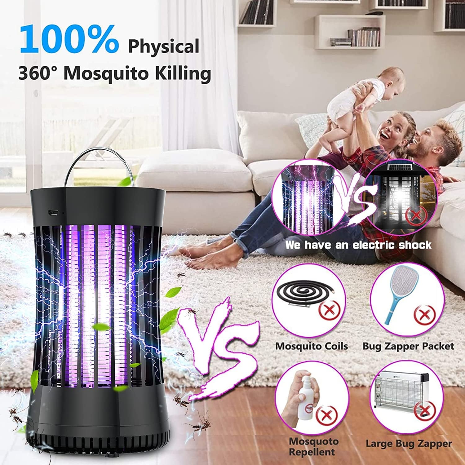 Portable USB Electronic Rechargeable Mosquito Killer Lamp, Bug Zapper ...