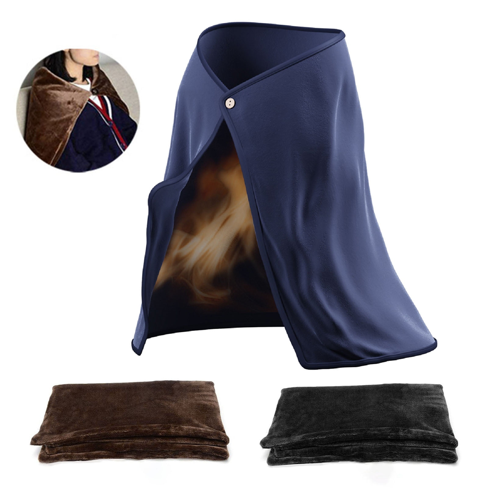 Portable USB Heated Blanket Shawl - Wearable Cordless Electric Heated ...
