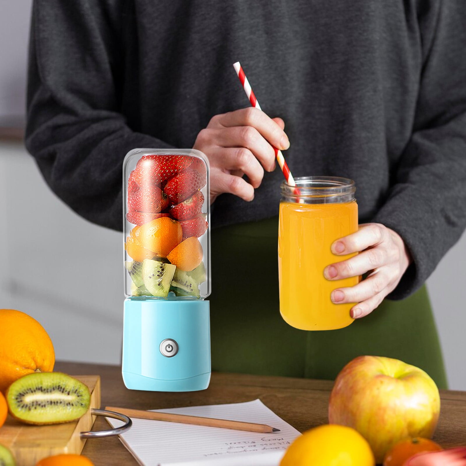 Portable USB Rechargeable Blender for Shakes and Juices | 6 Stainless ...