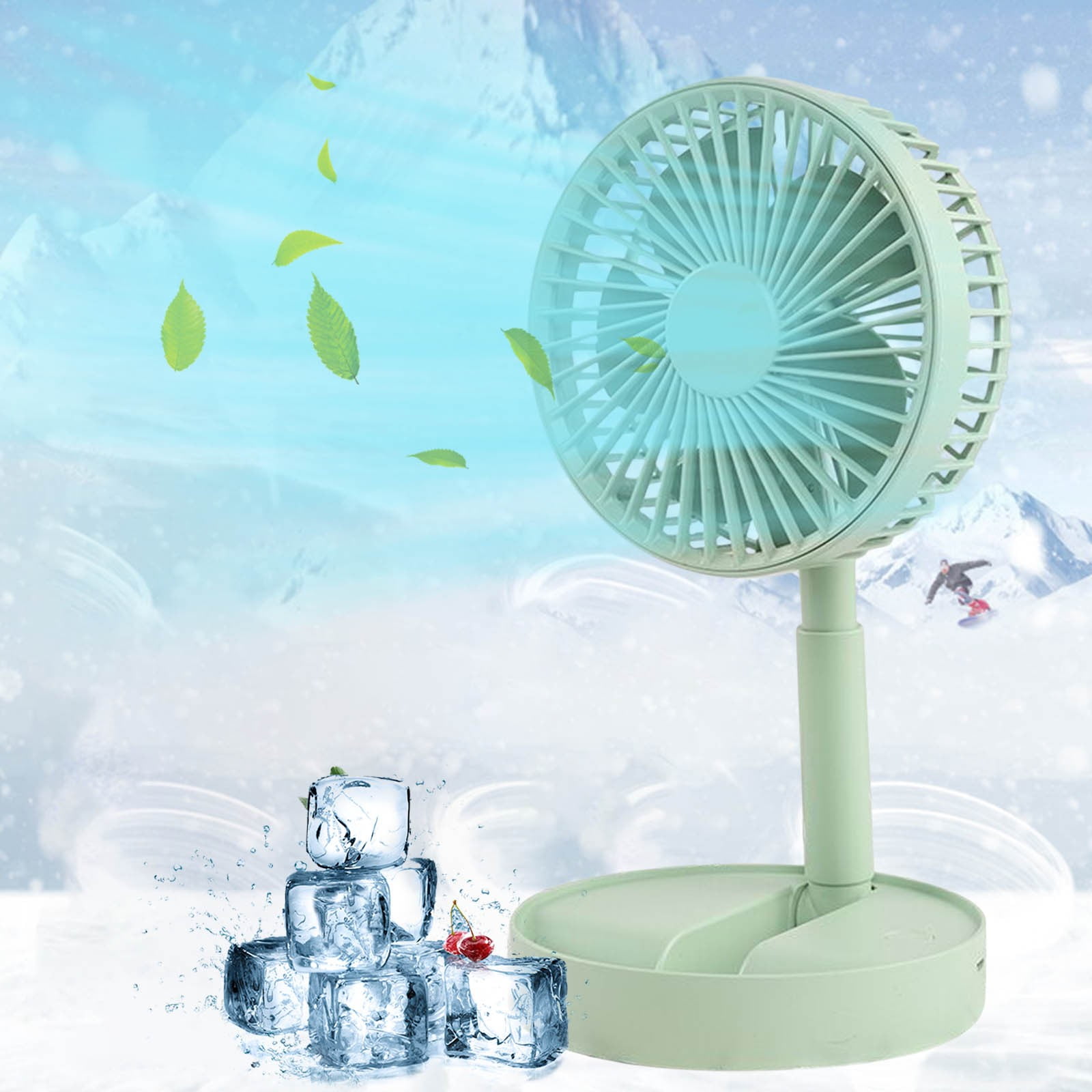 Portable USB Rechargeable Fan, Foldable Standing Blade, Adjustable ...