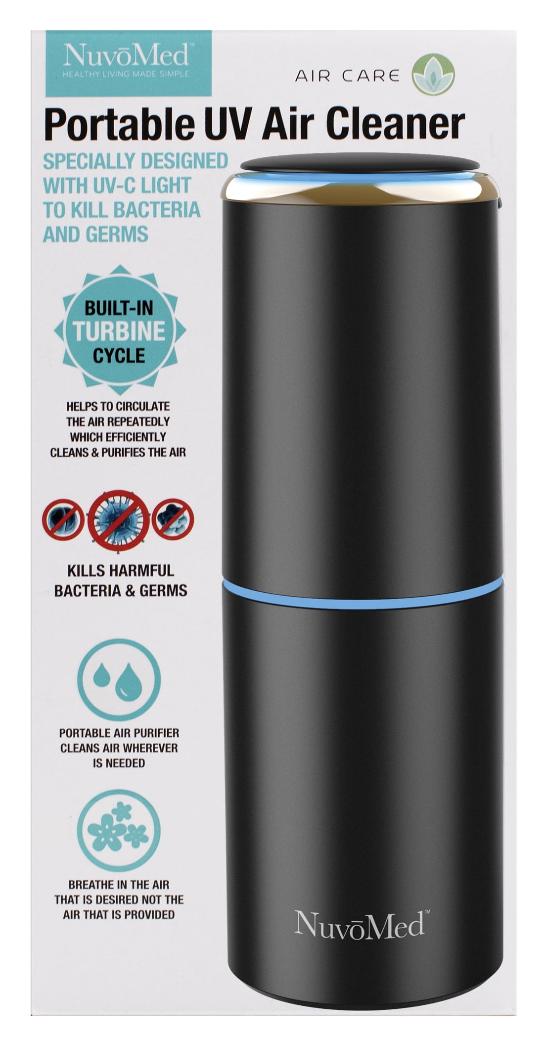 Portable UV Air Cleaner - Black or White - Walmart.com