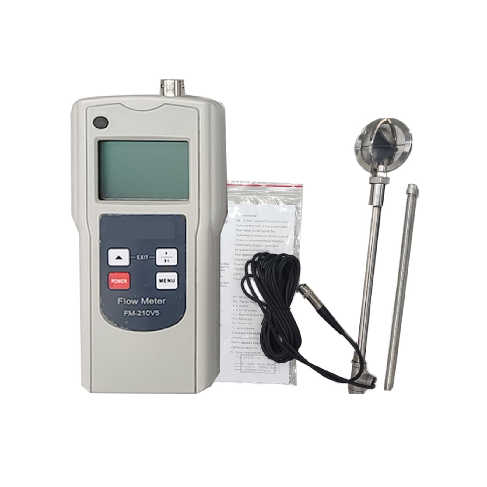Portable Ultrasonic Flowmeter, FM-210V5 Professional Water Flow Meter ...