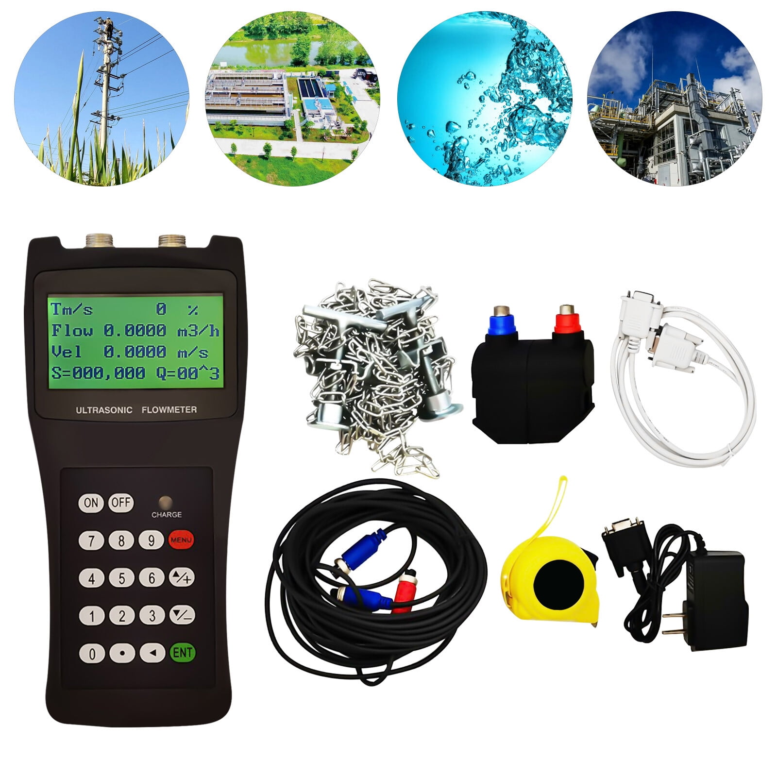 Portable Ultrasonic Liquid Flowmeter Pipeline Flow Meter TDS-100H DN50 ...