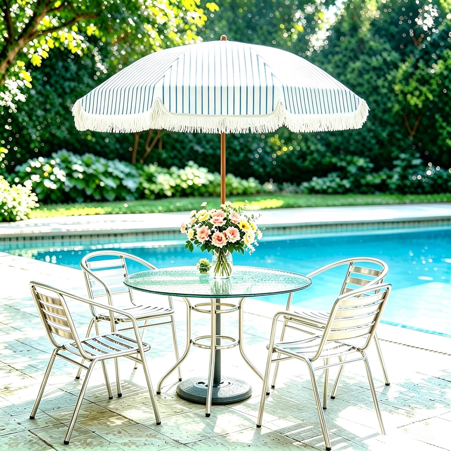 Portable Umbrella with Stand, 6.5ft Sun Shade Umbrella with Stand ...