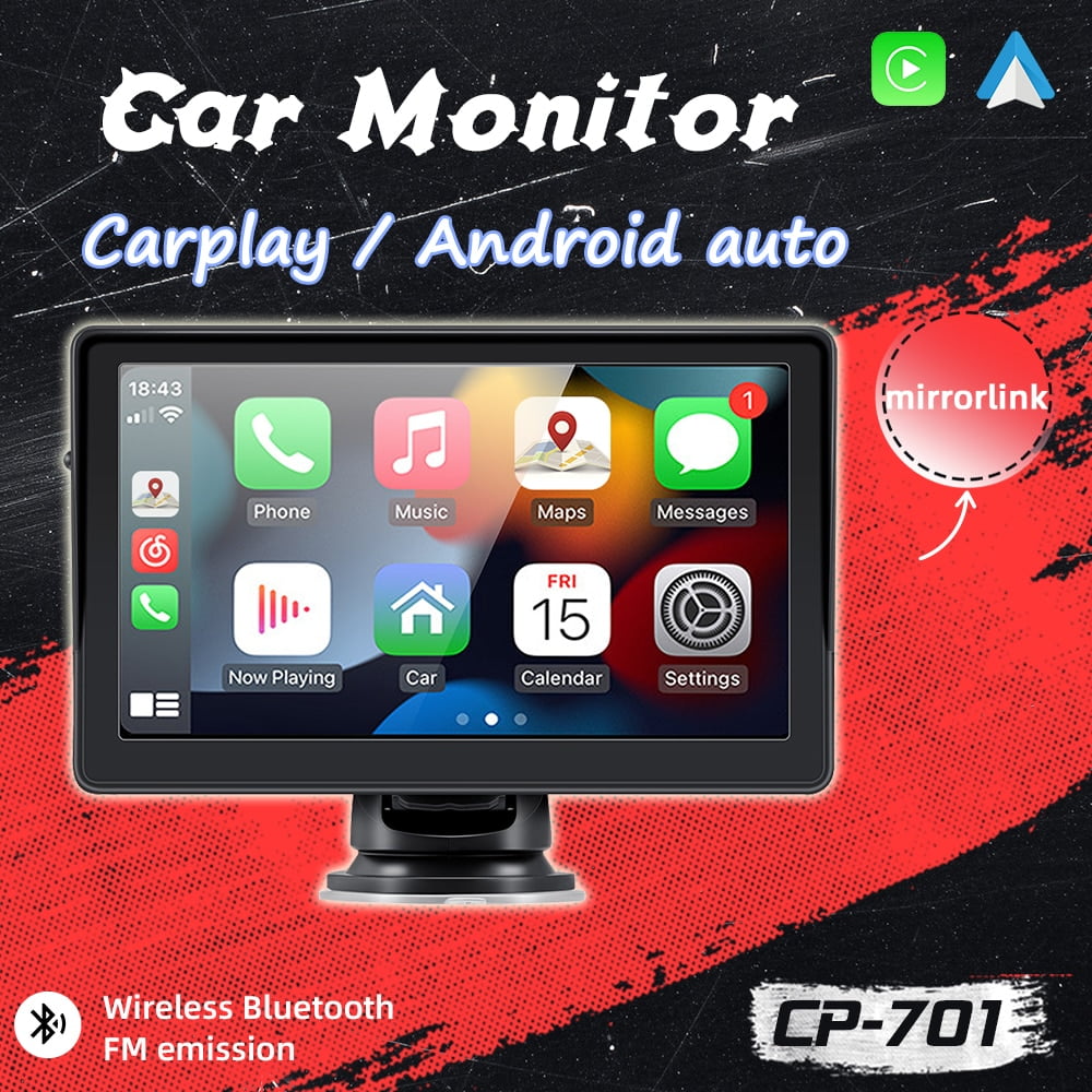 Portable Universal 7 Inch Touch Screen Android Auto/Carplay Wireless ...