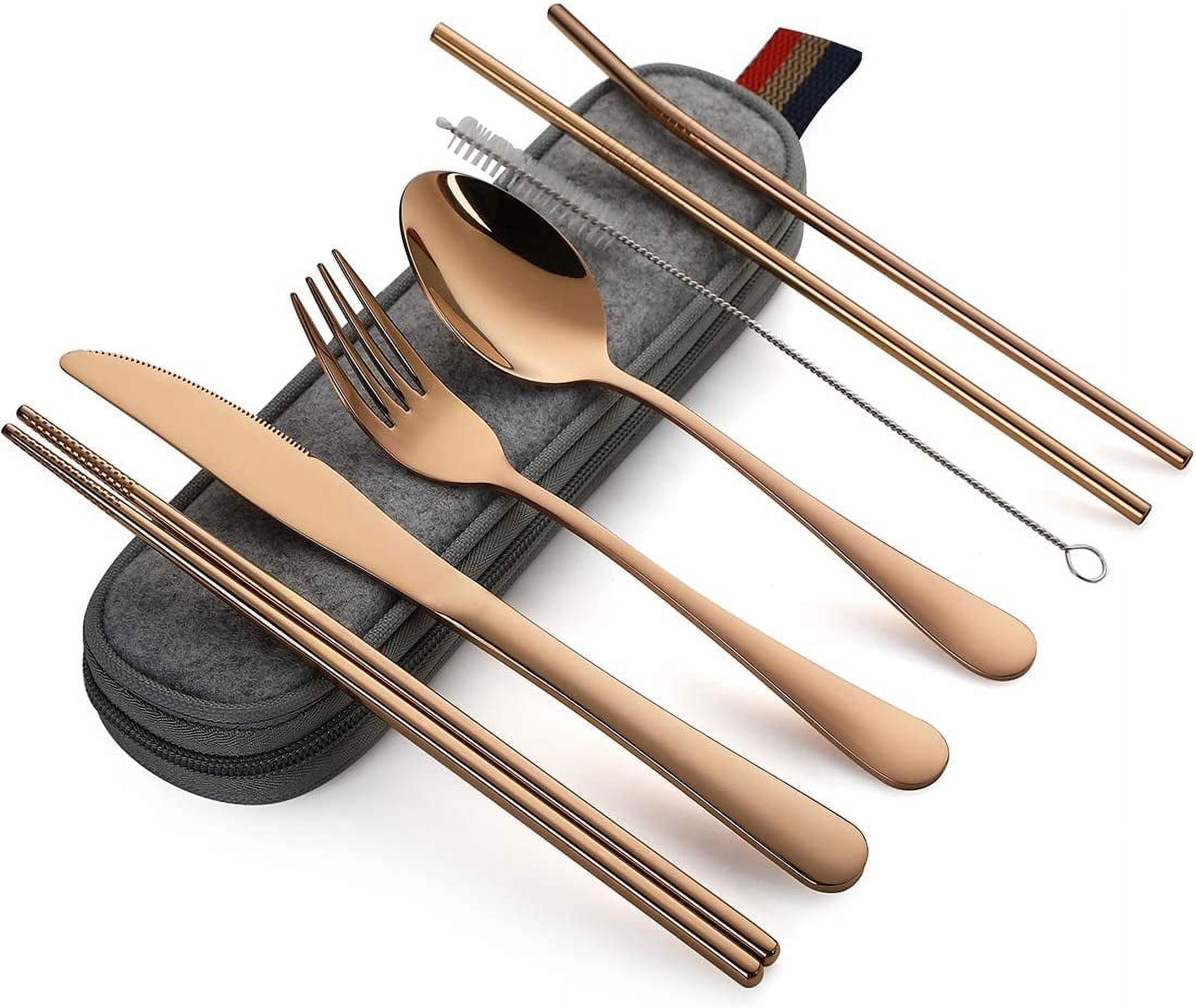Portable Utensils, Travel Camping Cutlery Set, 8-Piece Including Knife ...