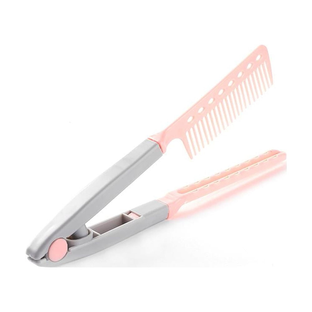 Portable V Type Hair Straightener Comb Folding DIY Hair Styling Clip ...