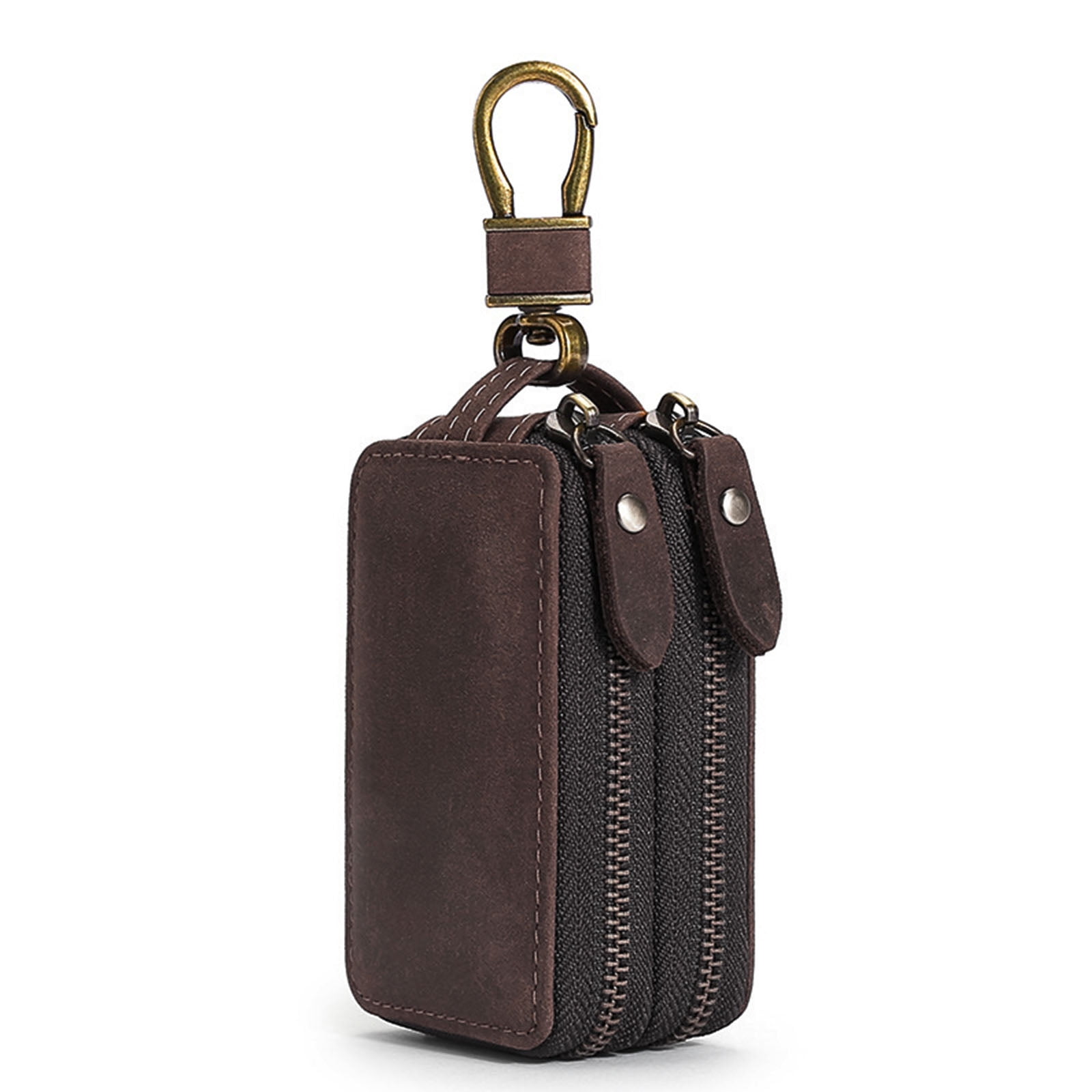 Portable Vintage Leather Keybag Holder Car Key Purse Bag Double Pocket ...