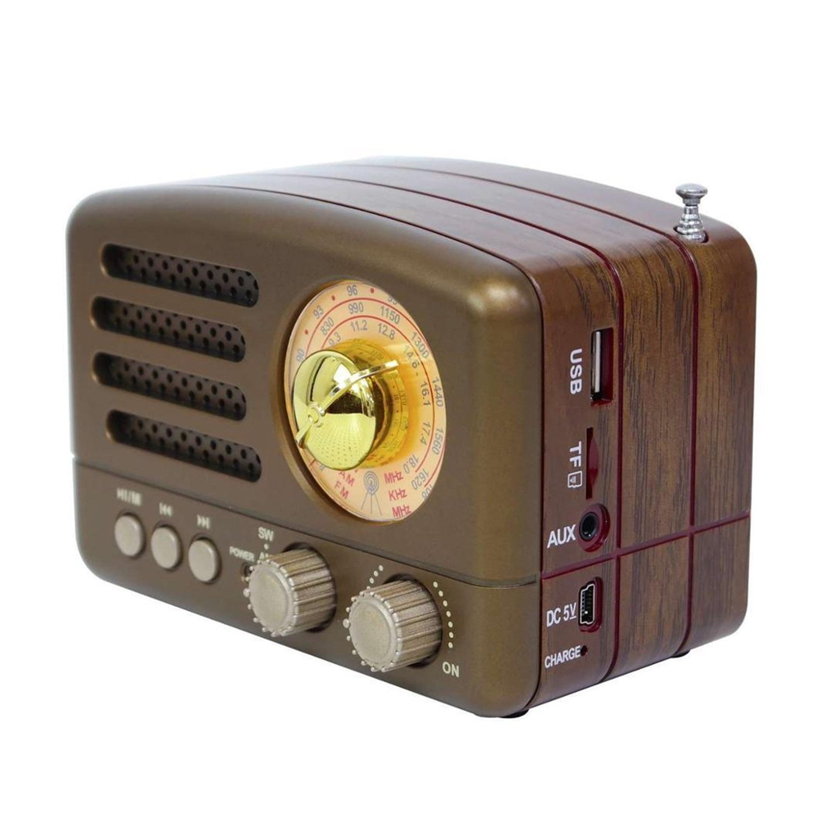 Portable Vintage Retro Radio In Red & Coffee AM FM SW Speaker With TF ...